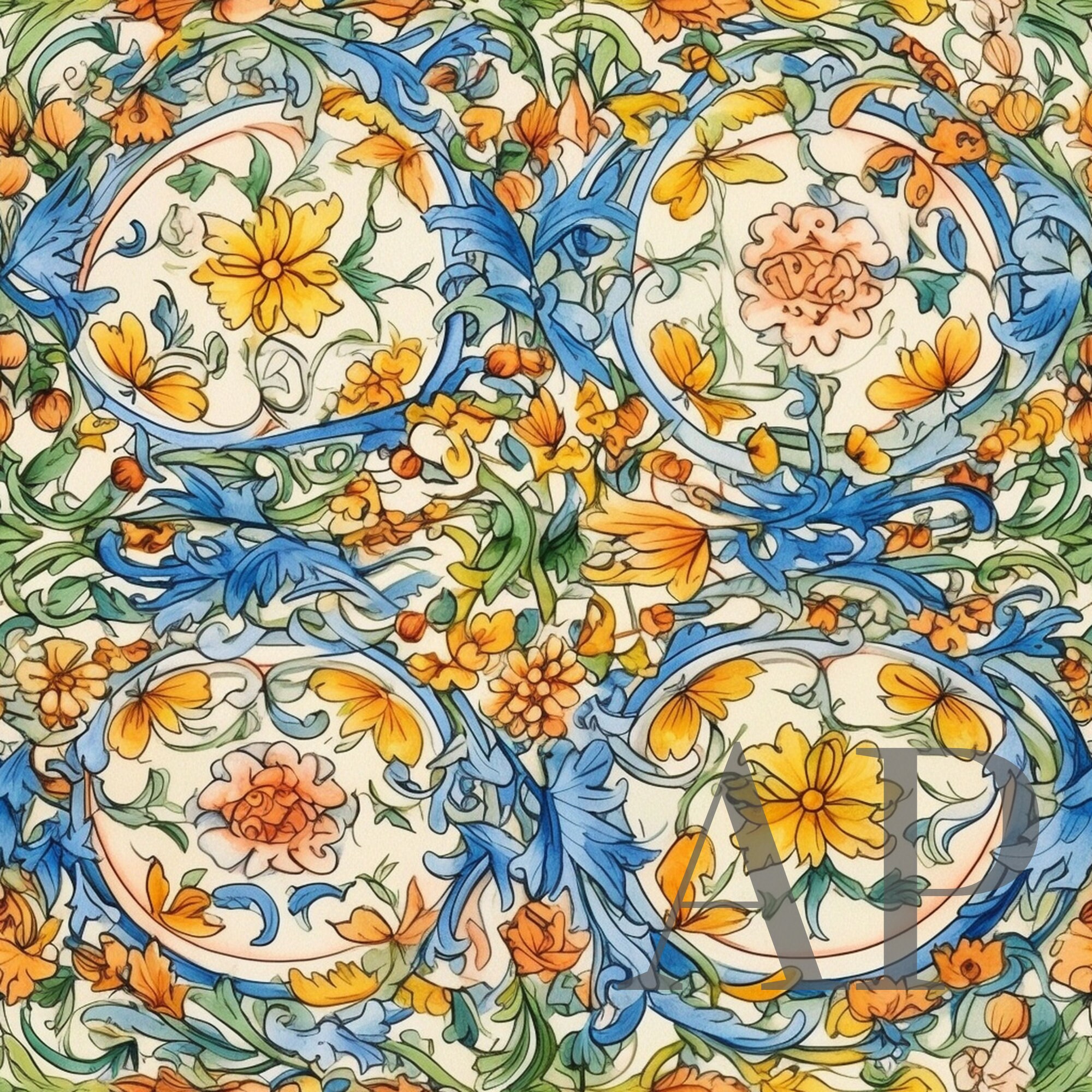 Sicilian Digital Paper Bundle | SEAMLESS Sicilian Watercolor Patterns ...