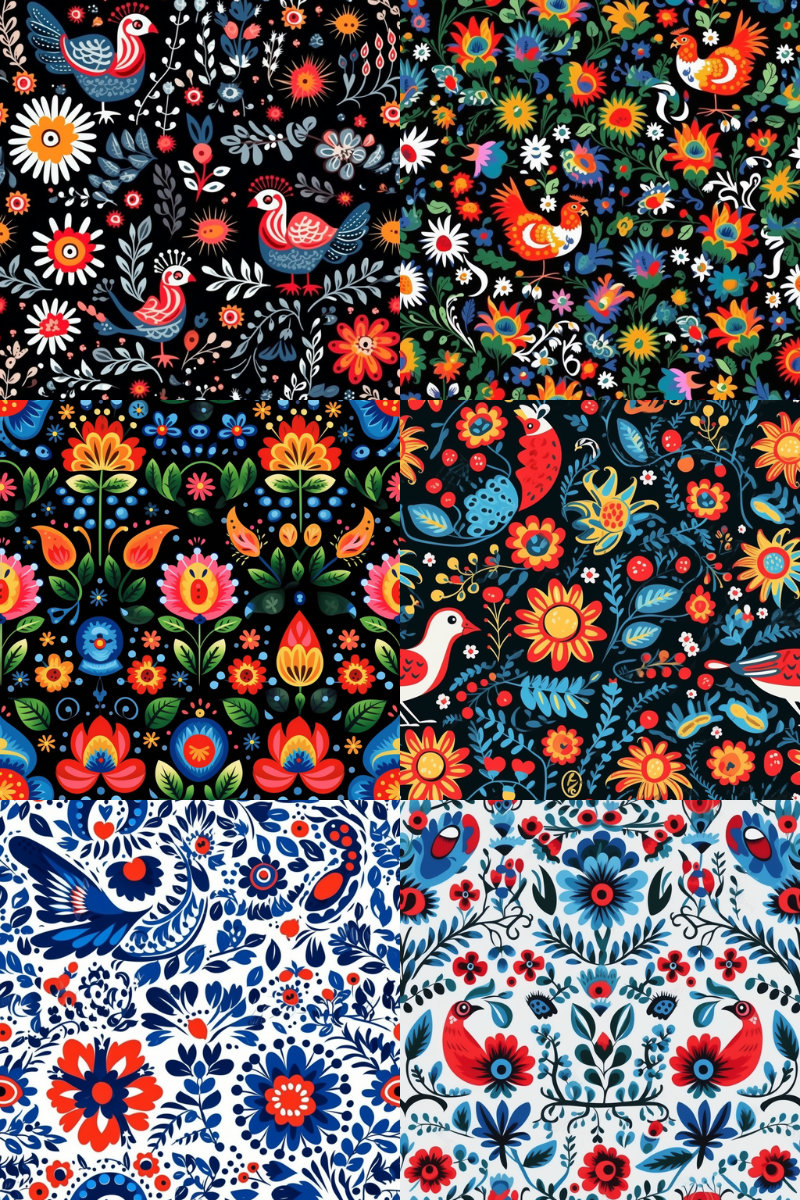 Polish Pattern, Wycinanki, Folk Art, Floral, Vibrant Hues Printable ...