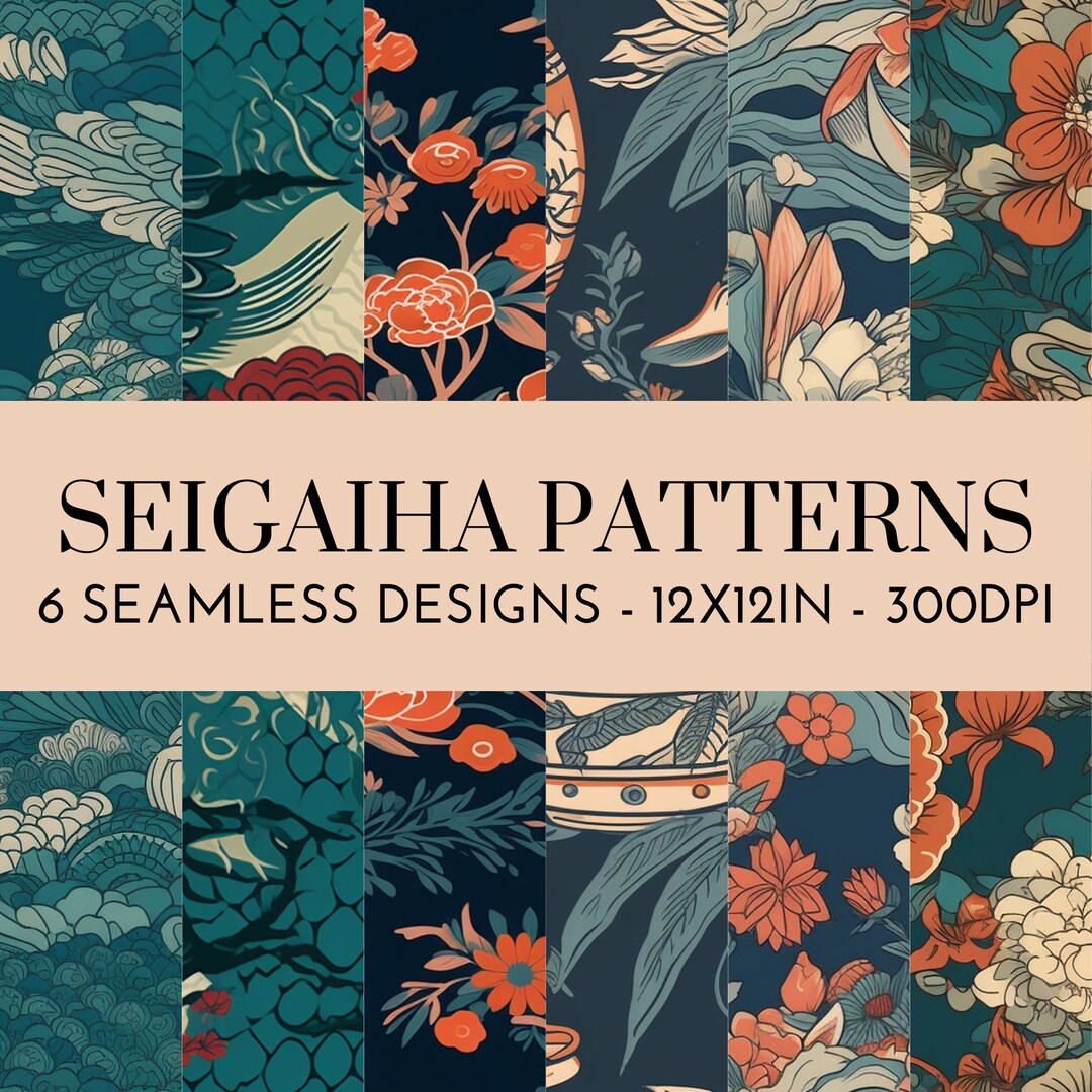Seigaiha Digital Paper Bundle | SEAMLESS Japanese Wave Patterns - 6 ...