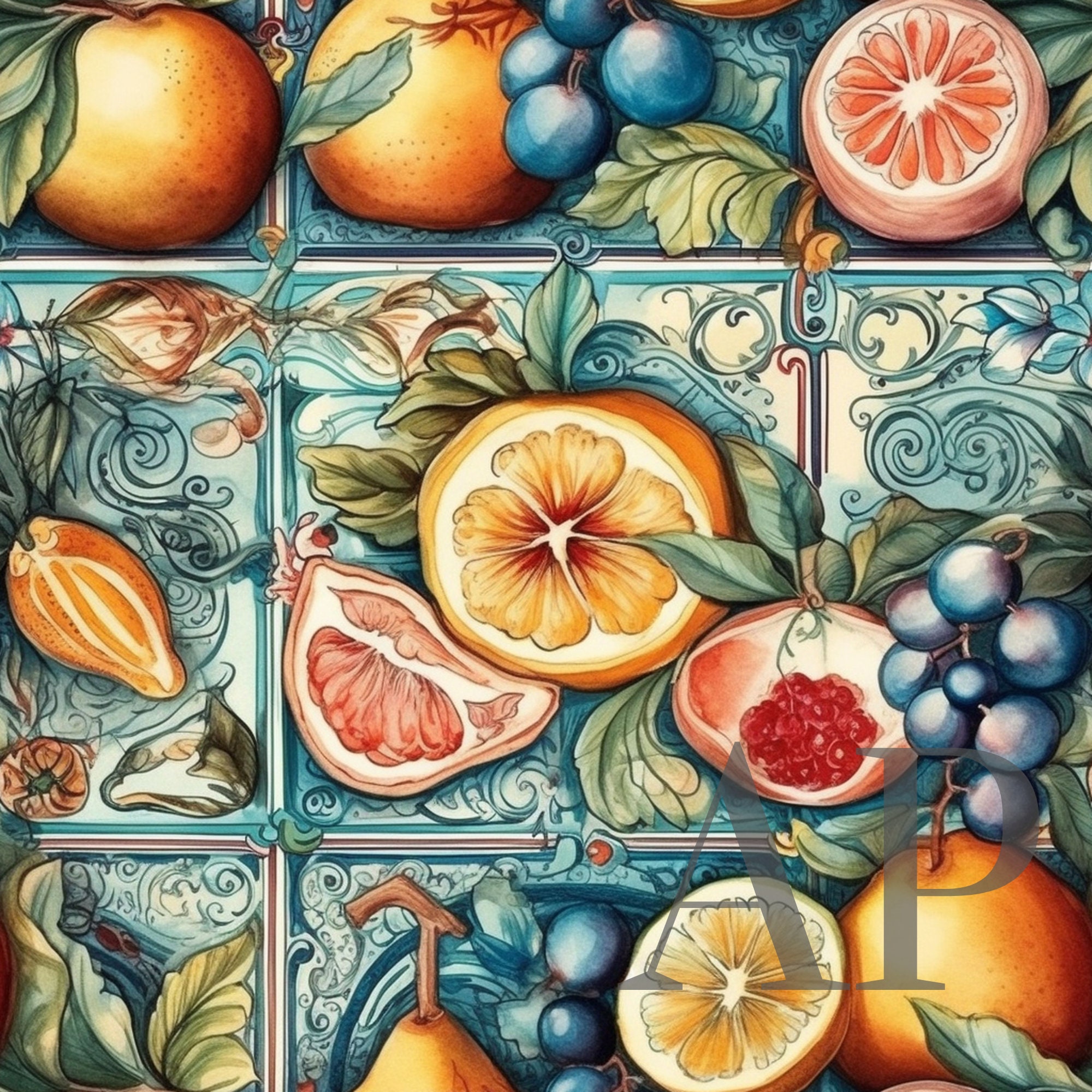 Sicilian Digital Paper Bundle | SEAMLESS Sicilian Watercolor Patterns ...