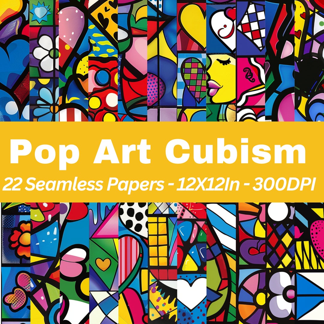 Pop Art Cubism Vibrant Cartoon Backgrounds 22 Seamless Designs 12in X ...