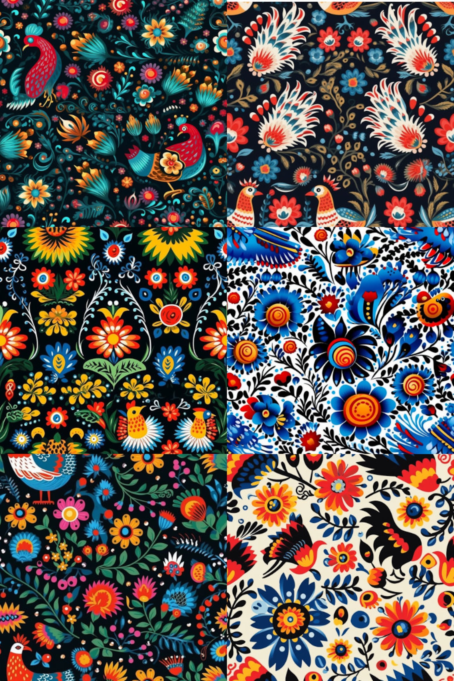 Polish Pattern, Wycinanki, Folk Art, Floral, Vibrant Hues Printable ...