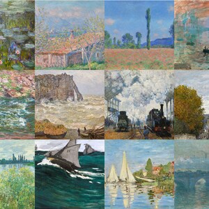 Claude Monet Digital Paper Bundle | Famous Artists - 24 Designs - 12in ...