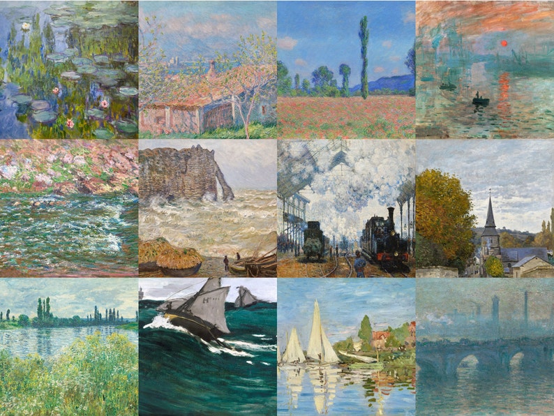 Claude Monet Digital Paper Bundle | Famous Artists - 24 Designs - 12in ...