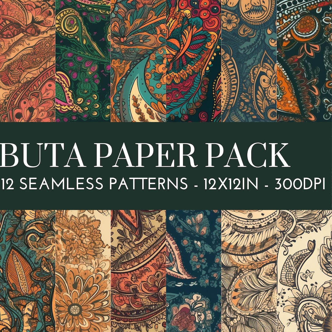 Indian Buta Paper Pack | SEAMLESS India Patterns - 12 Designs - 12in X ...