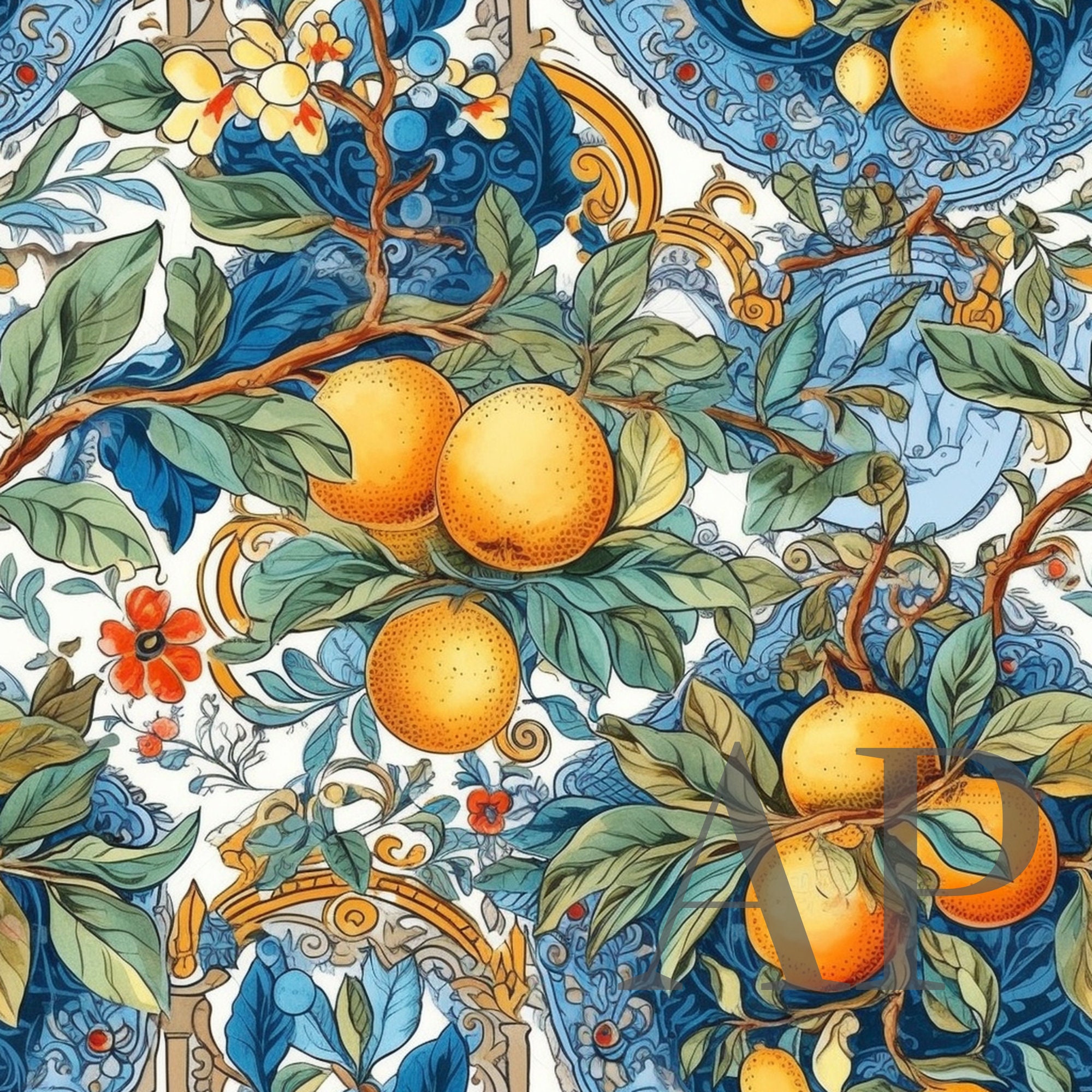 Sicilian Digital Paper Bundle | SEAMLESS Sicilian Watercolor Patterns ...