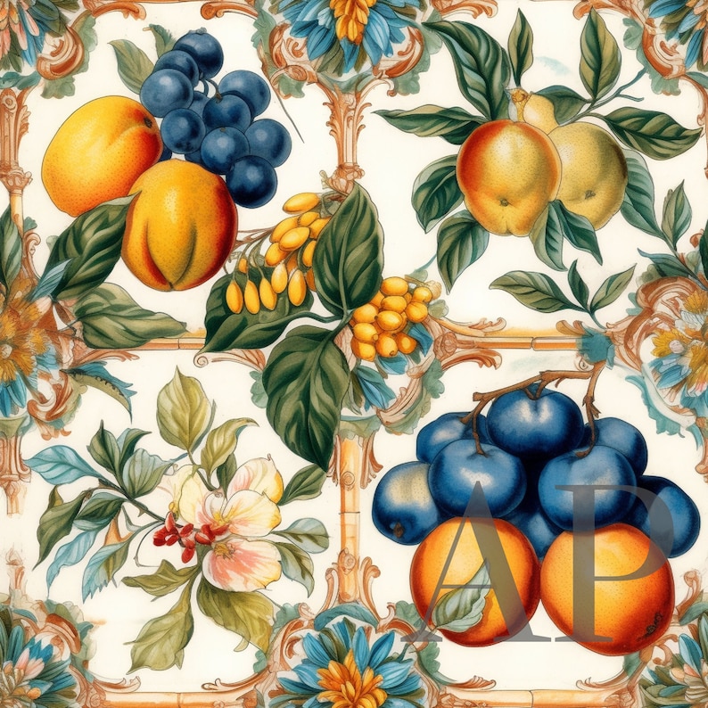 Sicilian Digital Paper Bundle | SEAMLESS Sicilian Watercolor Patterns ...