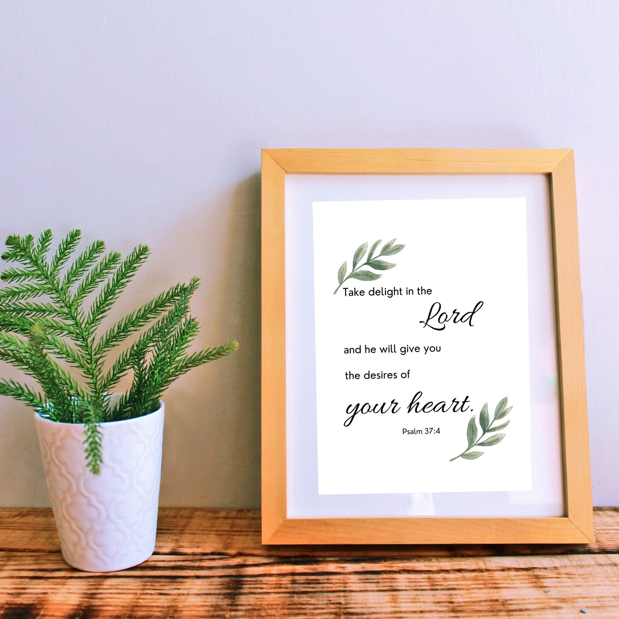 Psalm 37:4, Delight in the Lord, Printable Wall Art, Bible Verse Wall ...