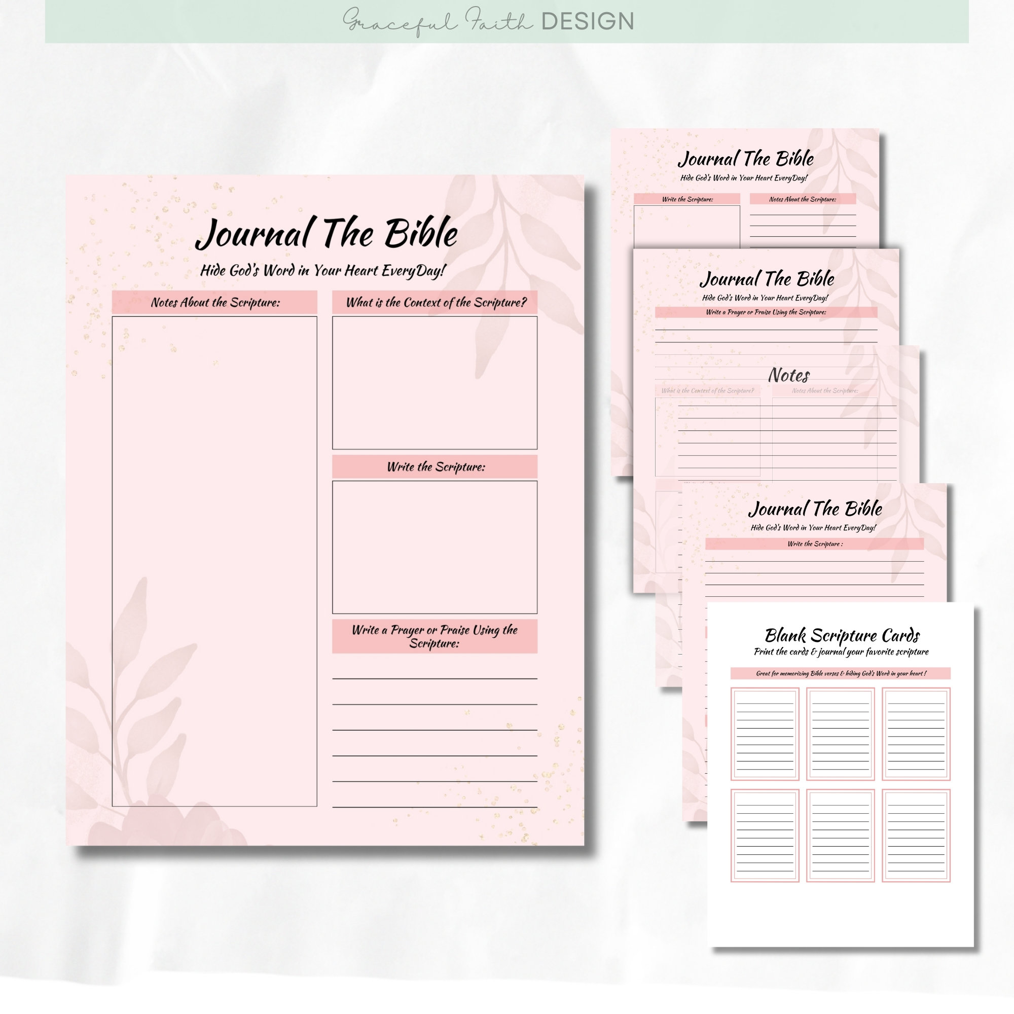 Christian Printable Journal, Bible Verse Journal, Digital Download ...