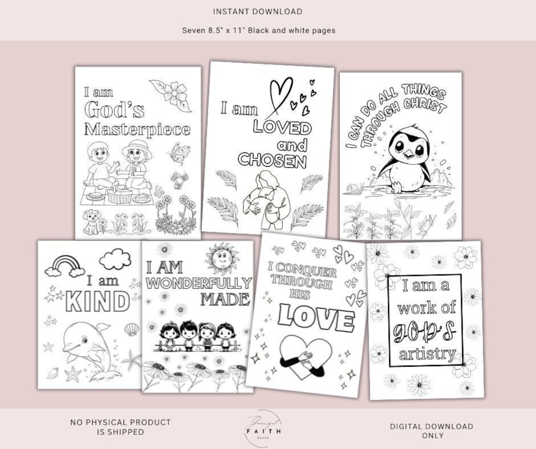 Biblical Affirmation Coloring Pages|printable| 7 Pages of Kid's ...