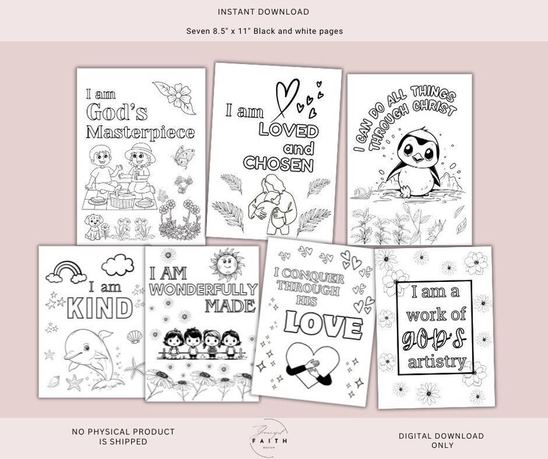 Biblical Affirmation Coloring Pages|printable| 7 Pages of Kid's ...