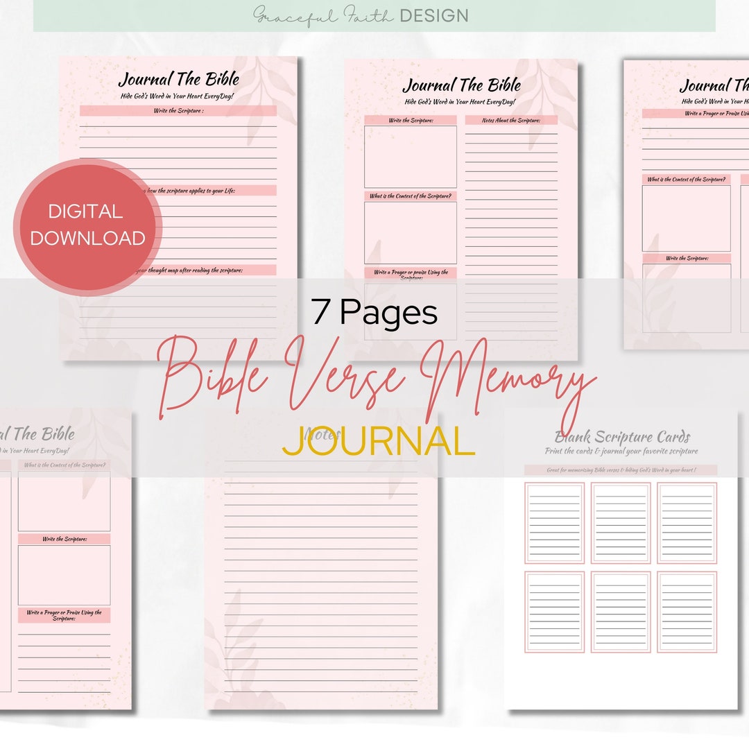 Christian Printable Journal, Bible Verse Journal, Digital Download ...