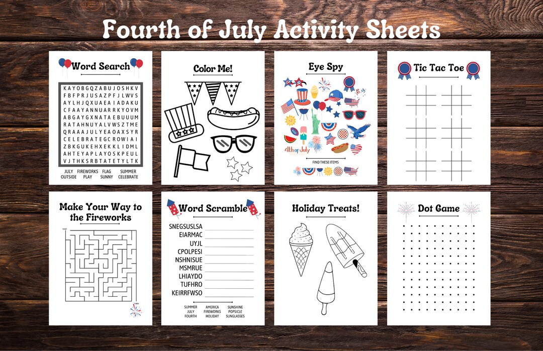 Fourth of July & Patriotic Printable Activity Sheets for Kids - Etsy