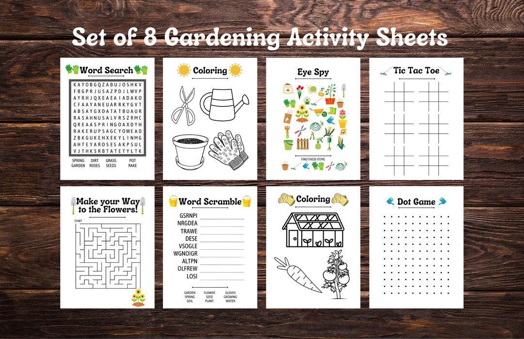 Gardening Spring Printable Activity Sheets for Kids - Etsy