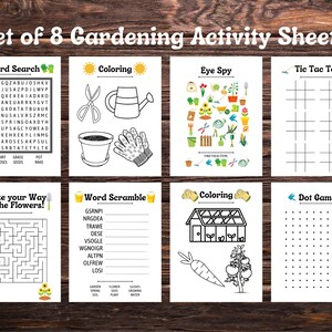 Gardening Spring Printable Activity Sheets for Kids - Etsy