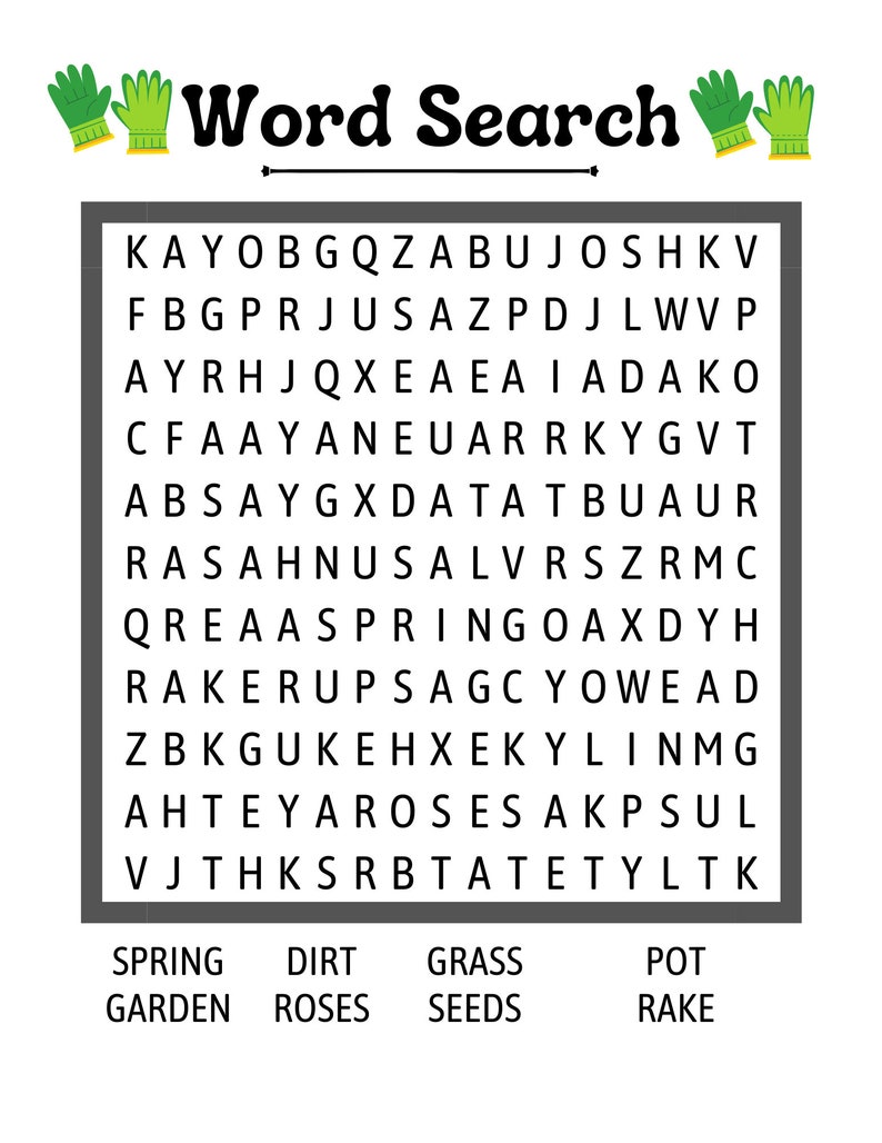 Gardening Spring Printable Activity Sheets for Kids - Etsy