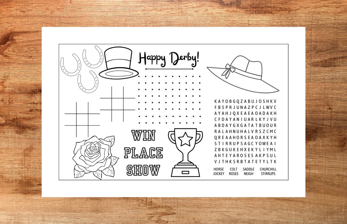 Kentucky Derby Party Printable Kids Activity Sheet - Etsy