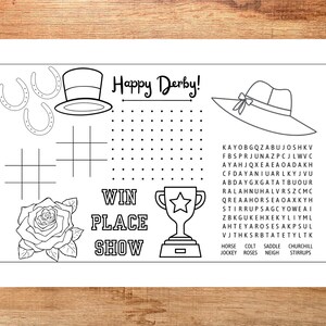 Kentucky Derby Party Printable Kids Activity Sheet - Etsy