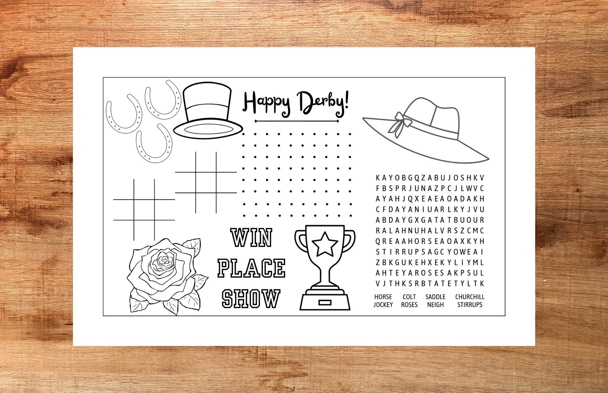 Kentucky Derby Party Printable Kids Activity Sheet - Etsy