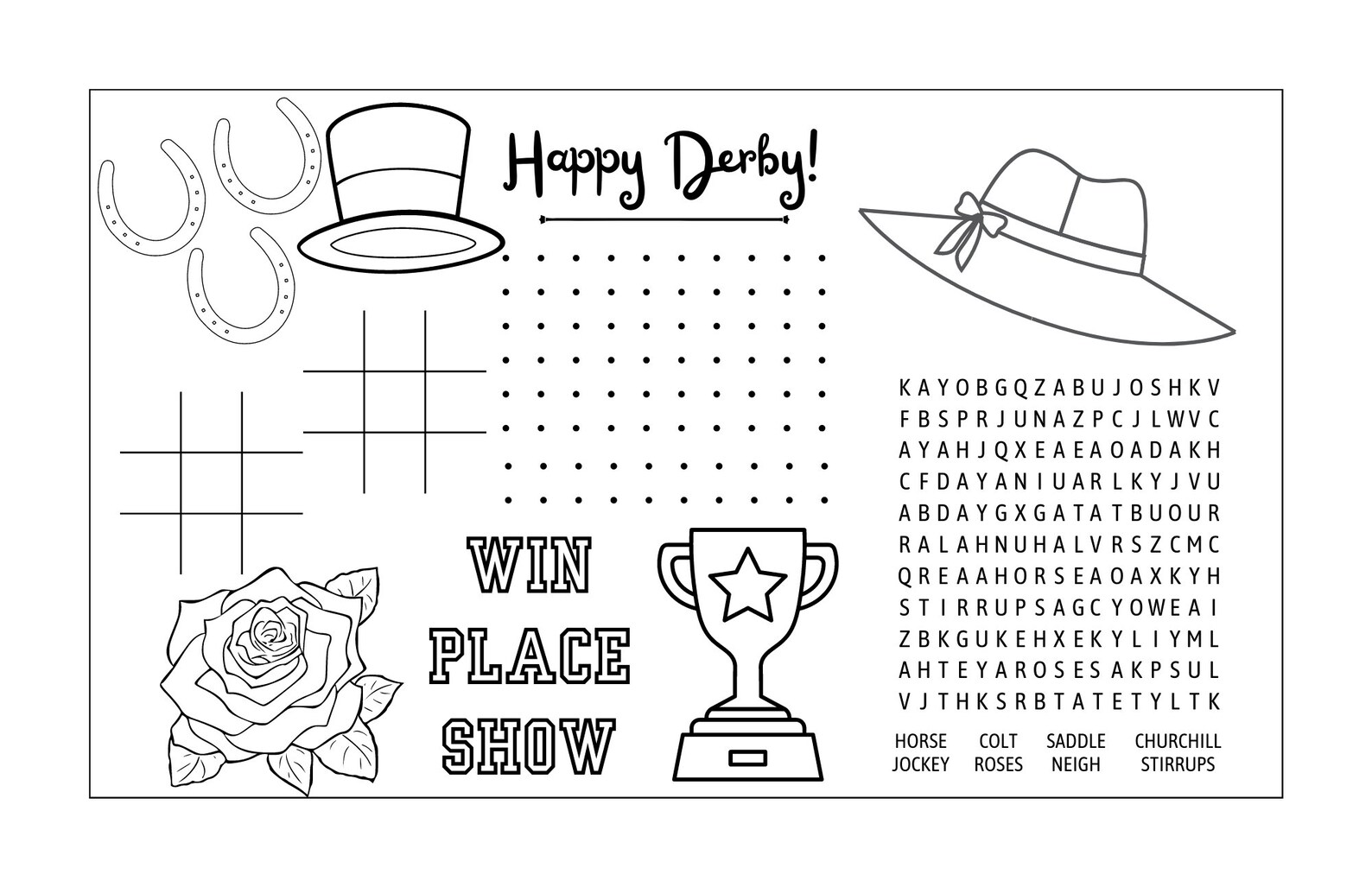 Kentucky Derby Party Printable Kids Activity Sheet - Etsy