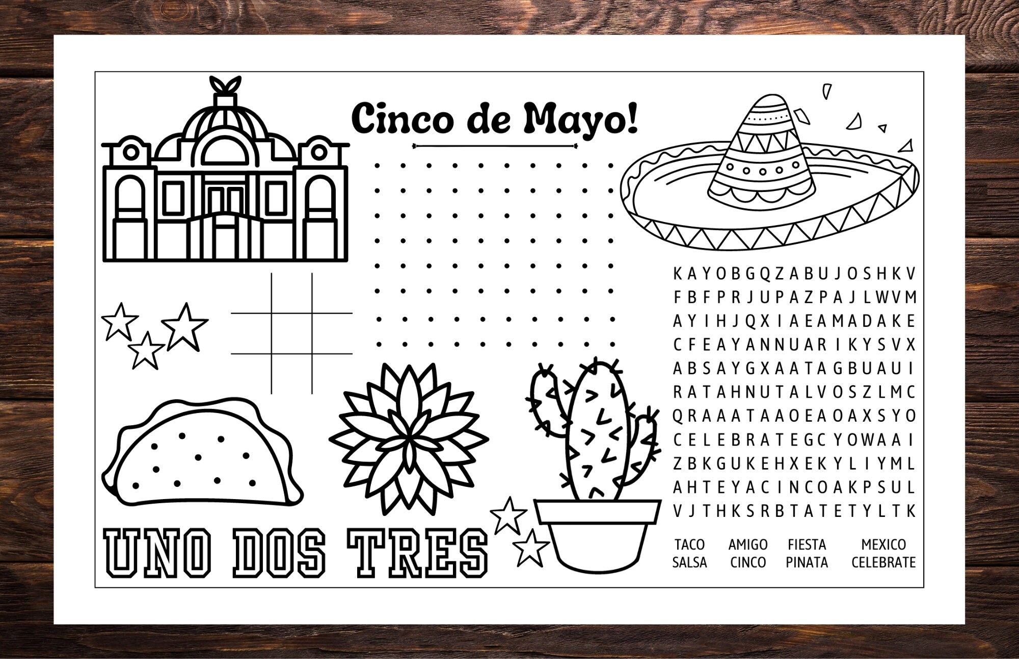 Cinco De Mayo Party Printable Kids Activity Sheet - Etsy