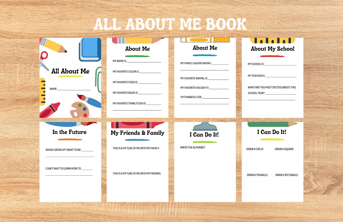 Printable All About Me Book for Kids Back to School - Etsy