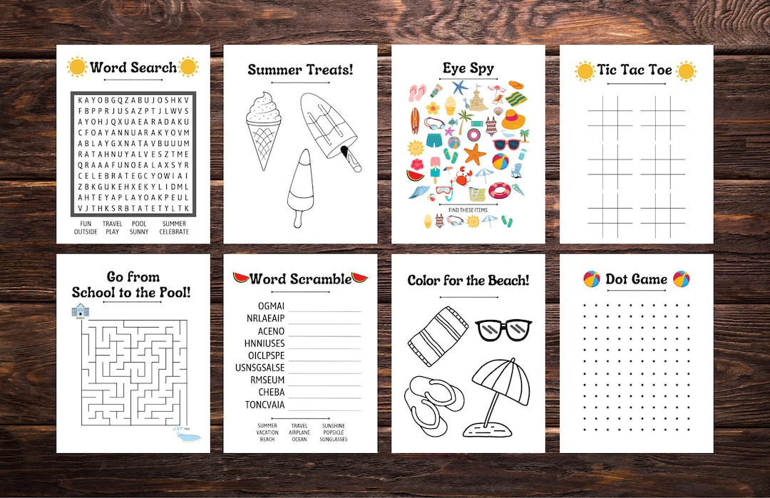 Summer Vacation School's Out Printable Activity Sheets for Kids - Etsy