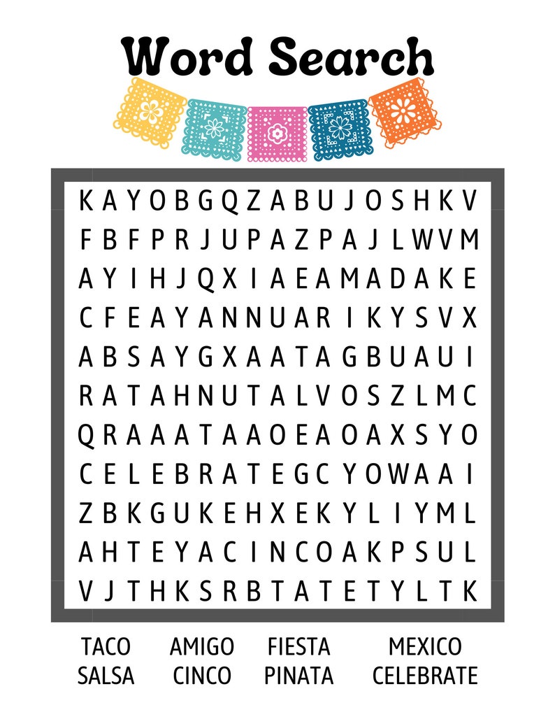 Fiesta or Cinco De Mayo Printable Activity Sheets for Kids - Etsy