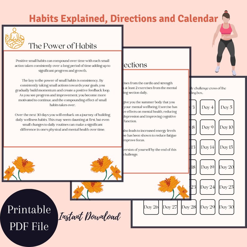 30 Day Fitness Challenge With Workout Plan and Meal Plan - Goal Tracker ...