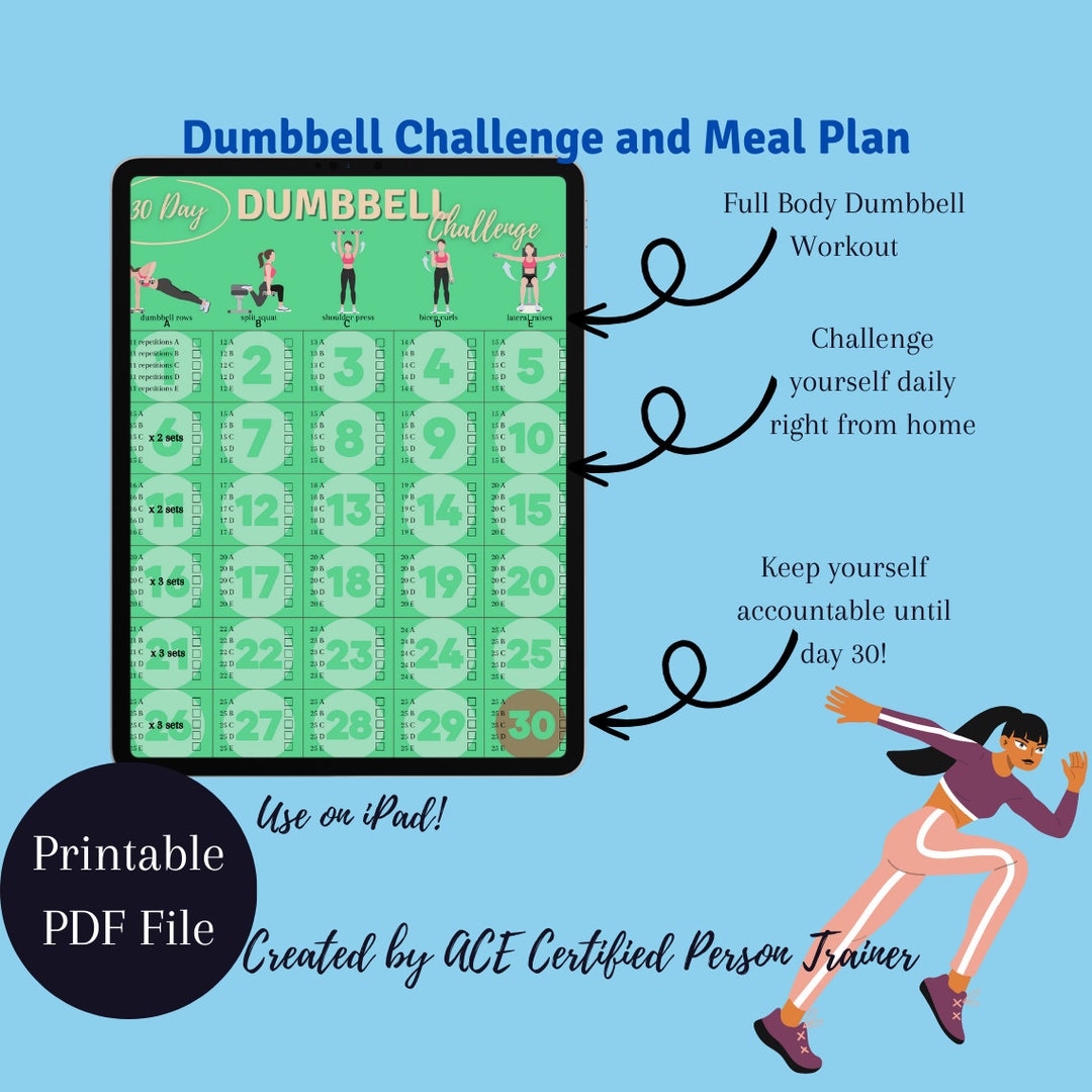 30 Day Dumbbell Challenge, Meal Plan, AND Workout Guide | How to Get ...