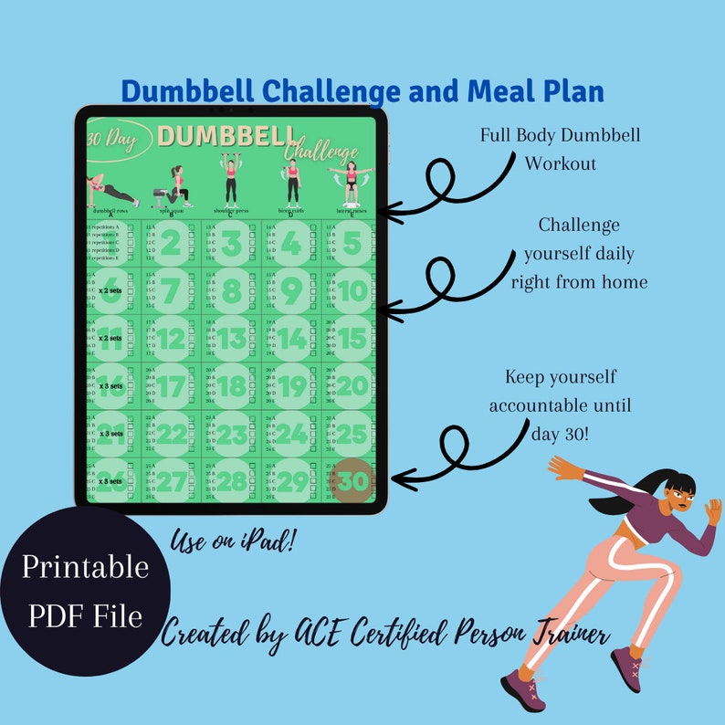 30 Day Dumbbell Challenge, Meal Plan, AND Workout Guide | How to Get ...