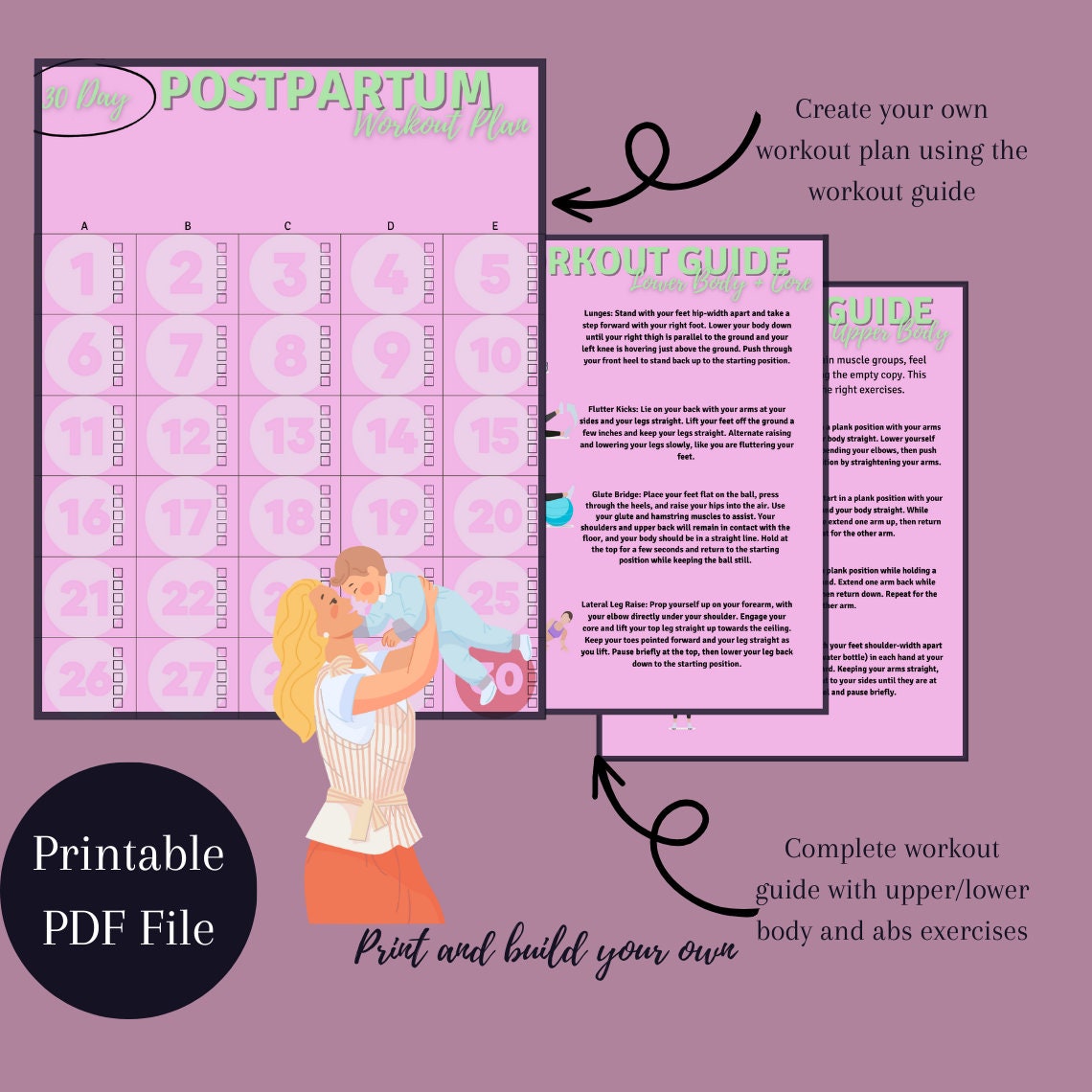Fit Mom Postpartum Workout Plan AND Meal Plan - Post Partum Workouts ...