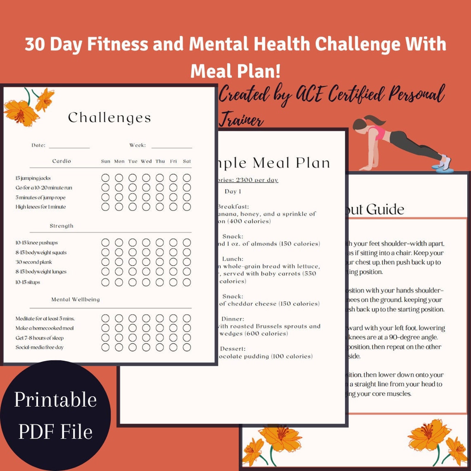 30 Day Fitness/mental Health Challenge With 5 Day Meal Plan | How to ...