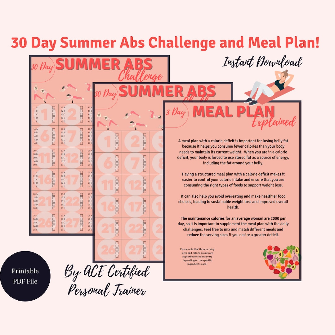 30 Day Summer Abs Challenge WITH Meal Plan | How to Get Flat Abs | Ab ...
