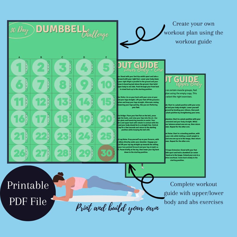 30 Day Dumbbell Challenge, Meal Plan, AND Workout Guide | How to Get ...