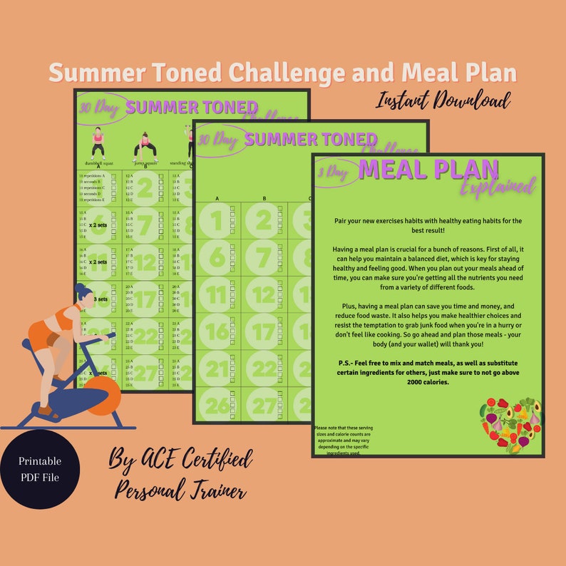 30 Day Summer Toned Challenge AND Meal Plan How to Get Fit for Summer ...