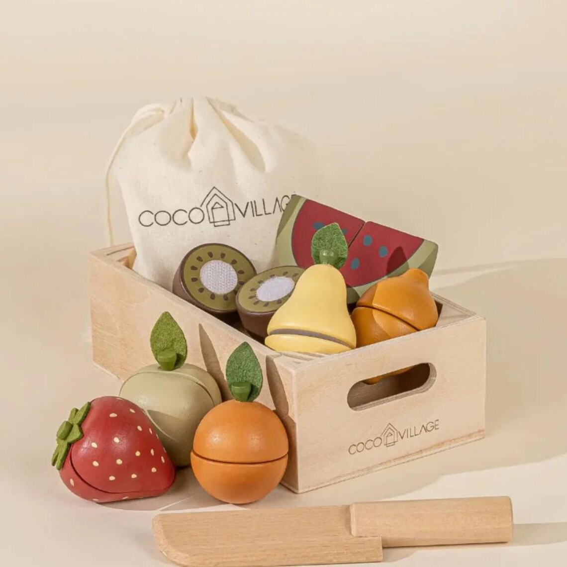 Wooden Fruit Play Set - Pretend Play Toy for Children's Imaginative ...