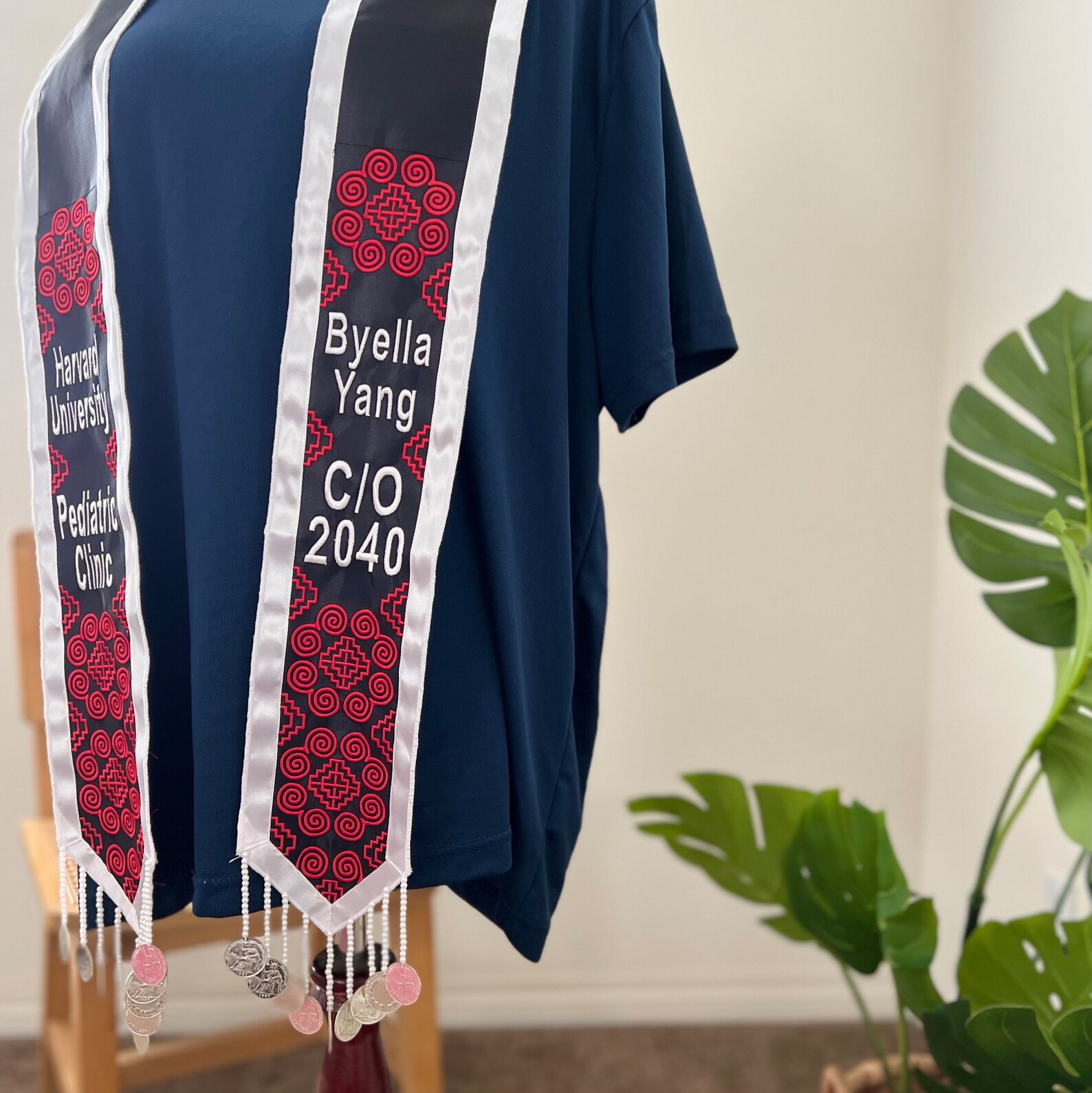 Custom Full Embroidery Hmong Graduation Sashes/stoles With Coins - Etsy