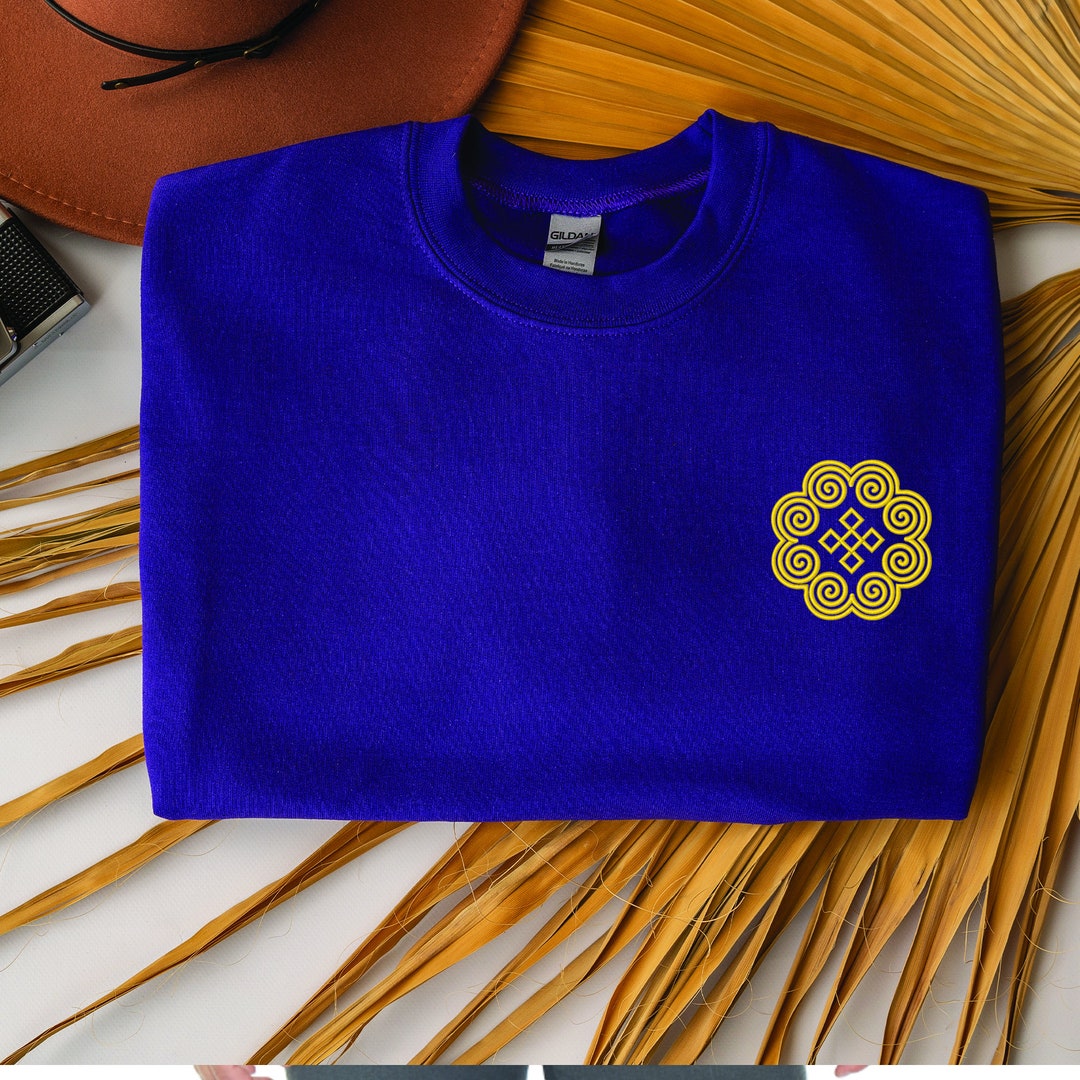 Hmong Pattern Embroidered Left Chest Logo Crewneck Uni Sex Sweatshirt ...
