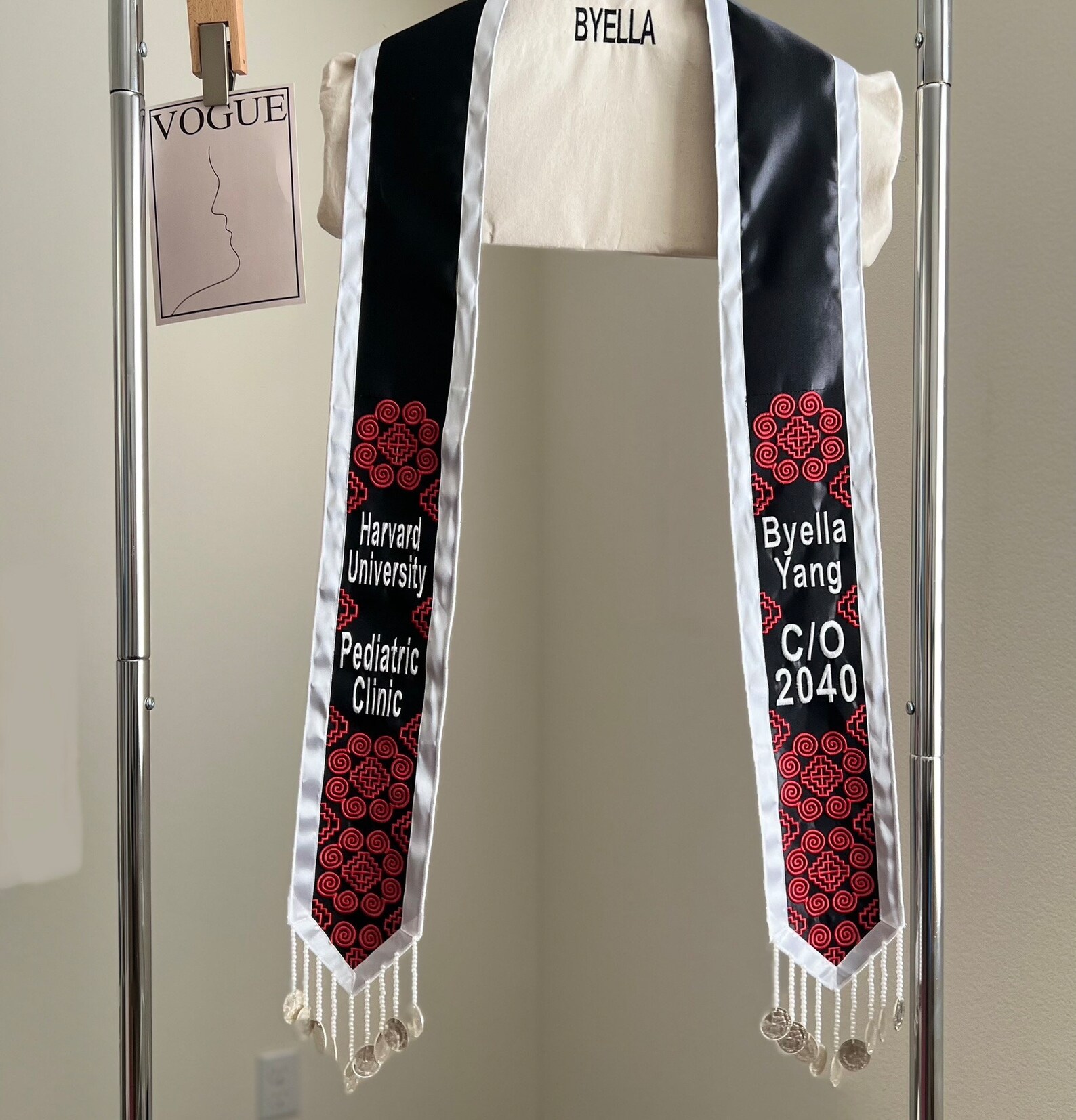 Custom Full Embroidery Hmong Graduation Sashes/stoles With Coins - Etsy