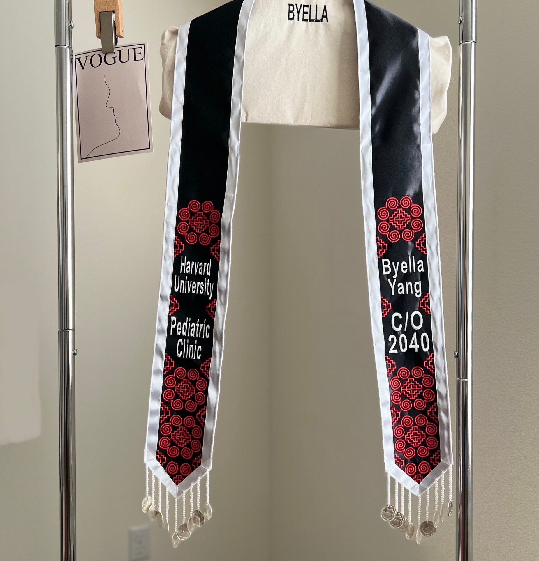 Custom Full Embroidery Hmong Graduation Sashes/stoles With Coins - Etsy