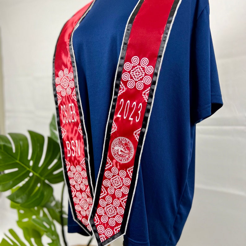 Custom Full Embroidery Hmong Graduation Sashes/stoles With SCHOOL LOGO ...