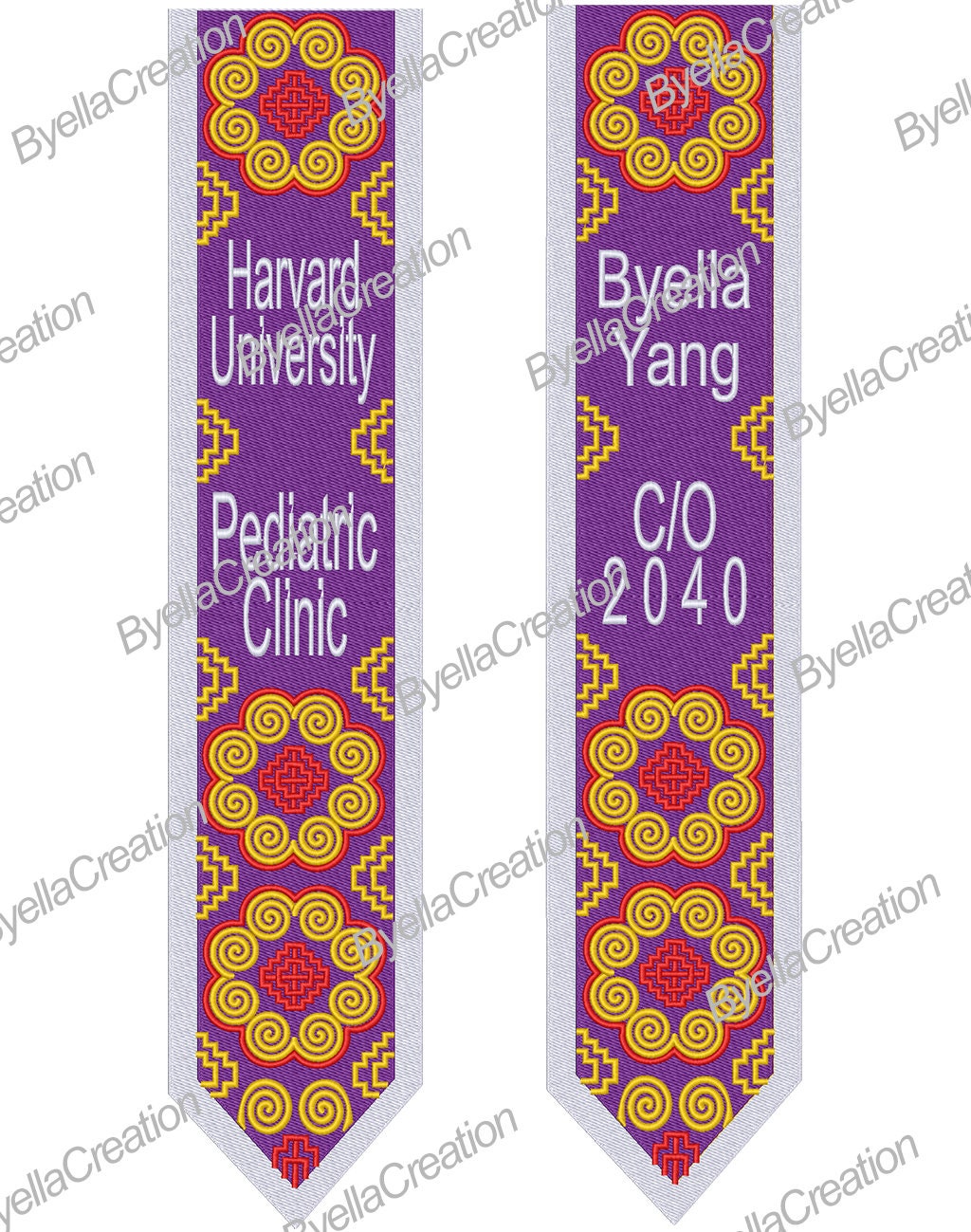 Custom Full Embroidery Duo Colors Hmong Graduation Sashes/stoles - Etsy