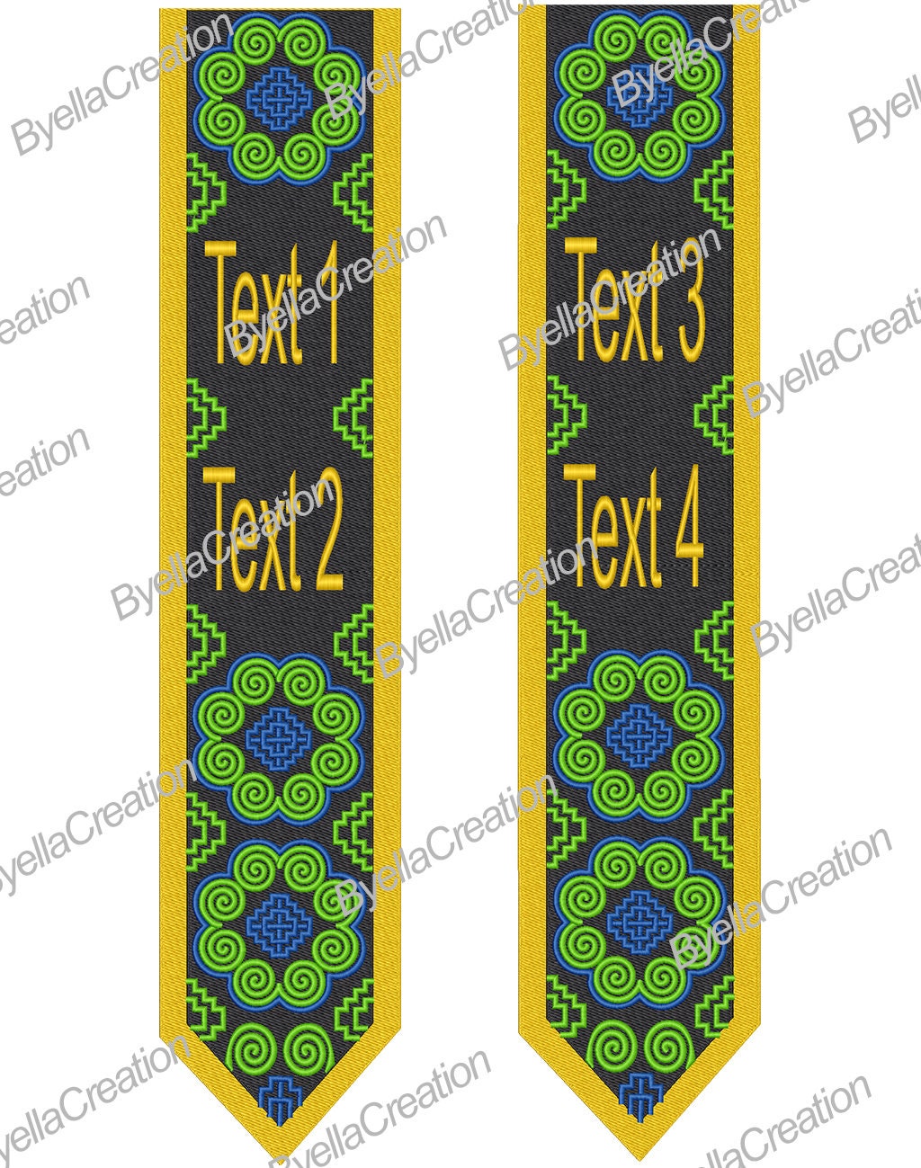 Custom Full Embroidery Duo Colors Hmong Graduation Sashes/stoles - Etsy