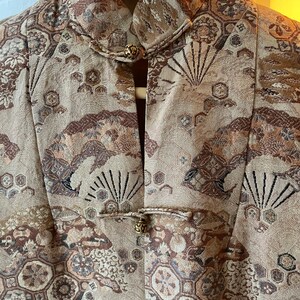 Vintage Silk Brocade Jacket Embroidered With Spanish Fans in Silver and ...