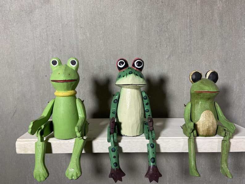 Set Wood Frog Statue Are Great for Table and Shelf Decorations, Fog ...