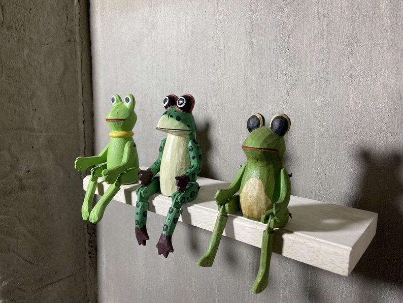 Set Wood Frog Statue Are Great for Table and Shelf Decorations, Fog ...