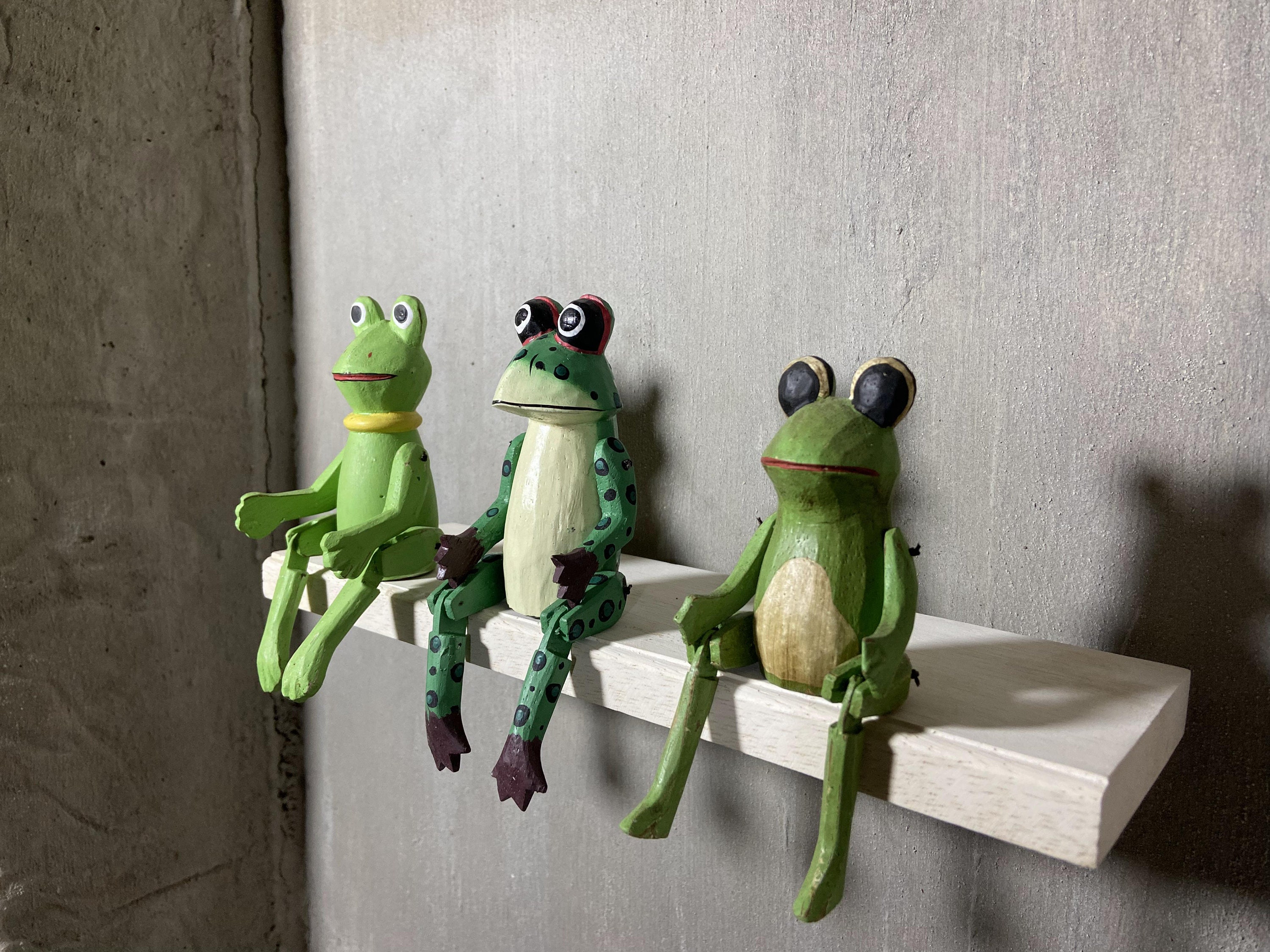 Set Wood Frog Statue Are Great for Table and Shelf Decorations, Fog ...