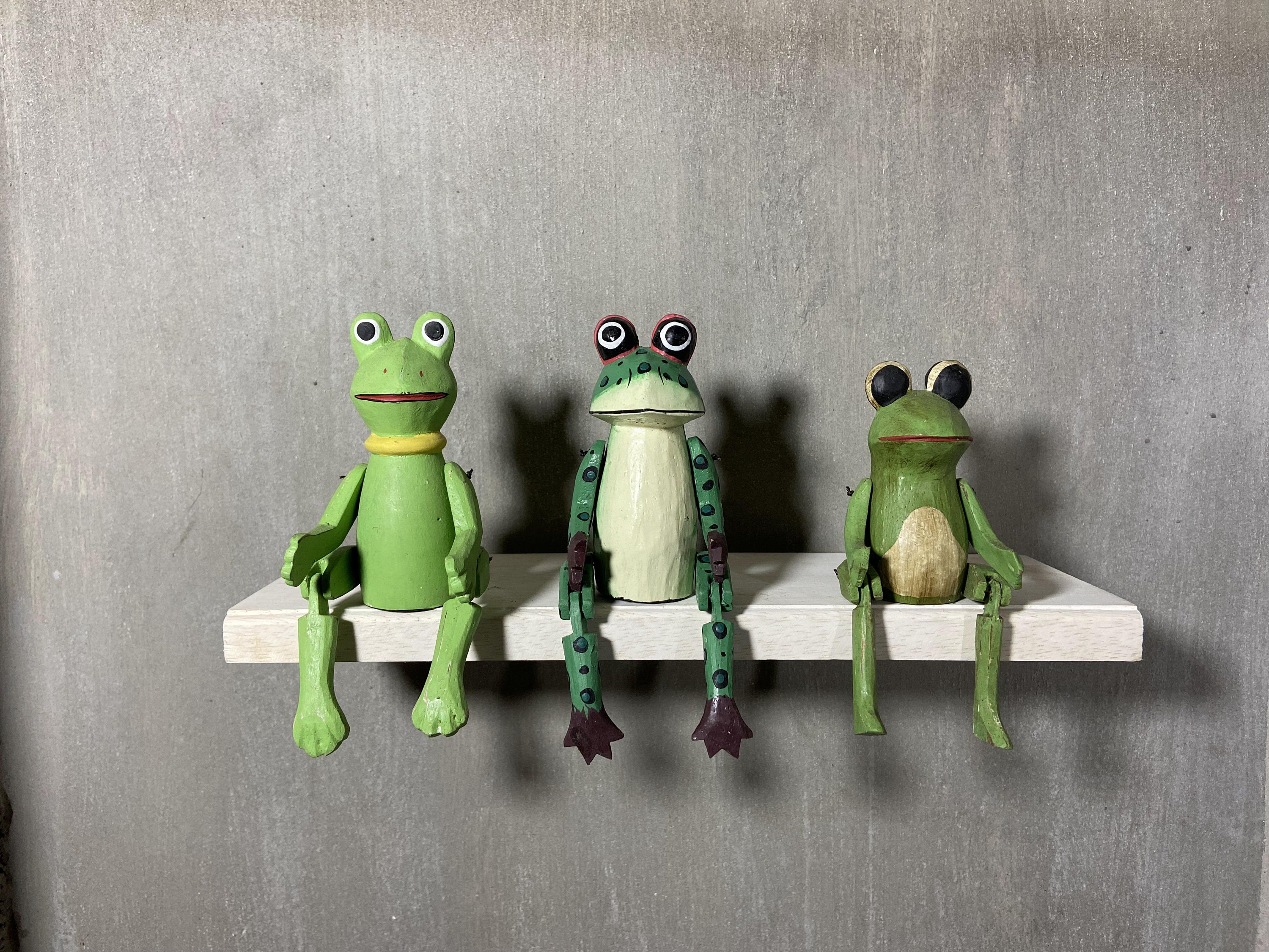 Set Wood Frog Statue Are Great for Table and Shelf Decorations, Fog ...