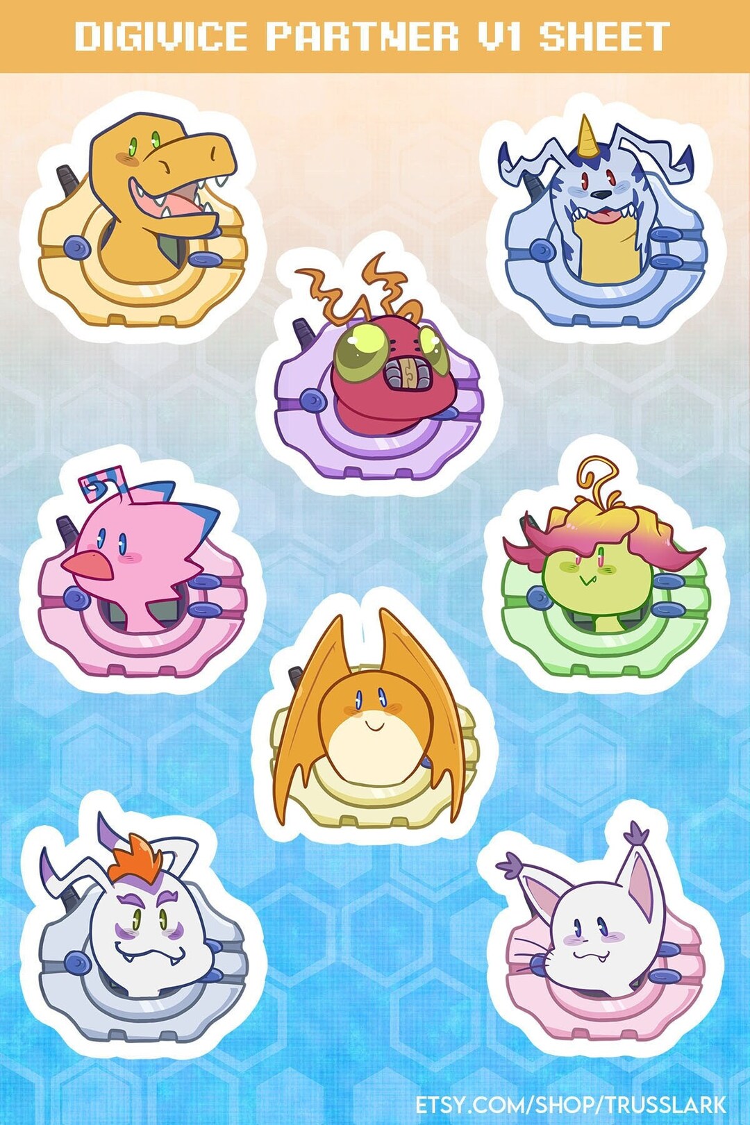 Digimon Digivice Partners V1 Sticker Sheet | 4x6 Inch | Vinyl ...